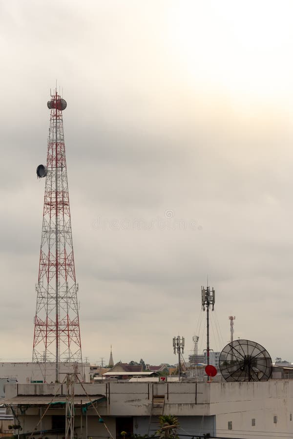 Telecom Tower Painted in White and Red Editorial Stock Photo - Image of ...