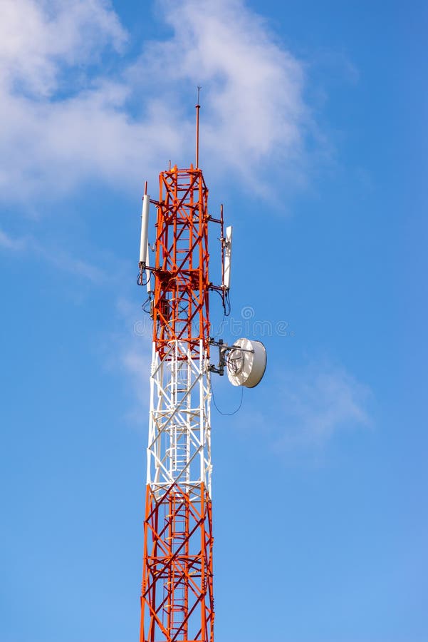 Red and White Telecom Mast stock photo. Image of radio - 11259018