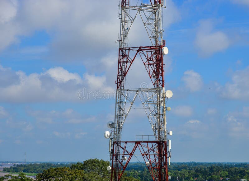 Telecom Tower Under Blue Sky Stock Photo - Image of light, azure: 109058776