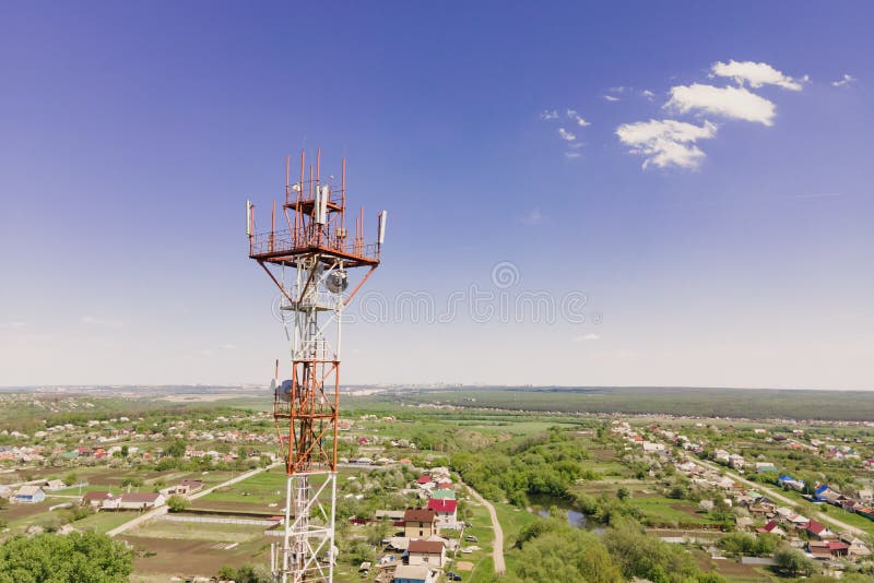 Telecom Tower Witn 4G Network, Telecomunication Base Station Stock ...