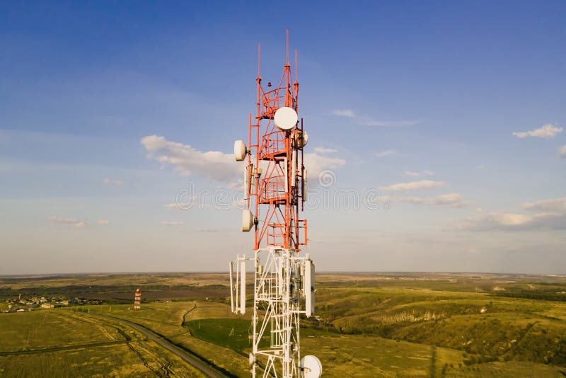 Telecom Tower Witn 4G Network, Telecomunication Base Station Stock ...