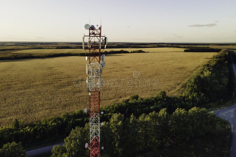 Telecom Tower Witn 4G Network, Telecomunication Base Station Stock ...