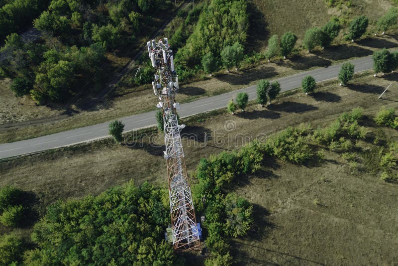 Telecom Tower Witn 4G Network, Telecomunication Base Station Stock ...