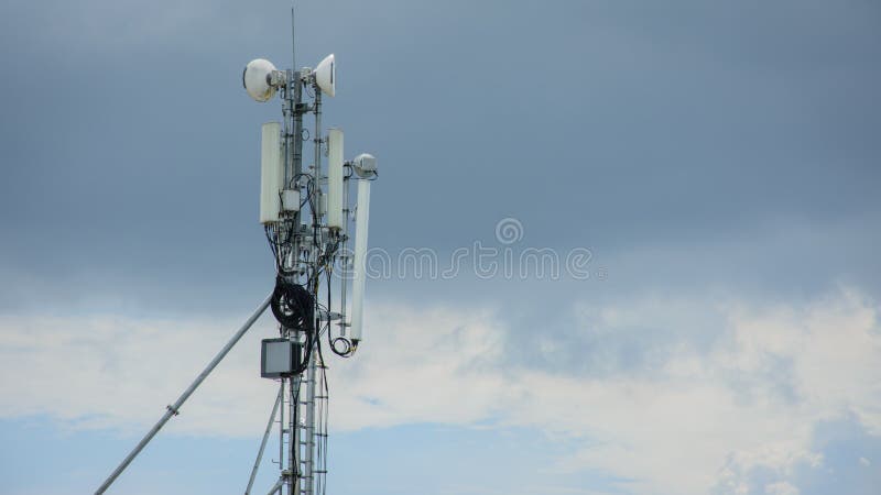 Mobile Telecom Tower with Blue Sky Stock Photo - Image of station ...