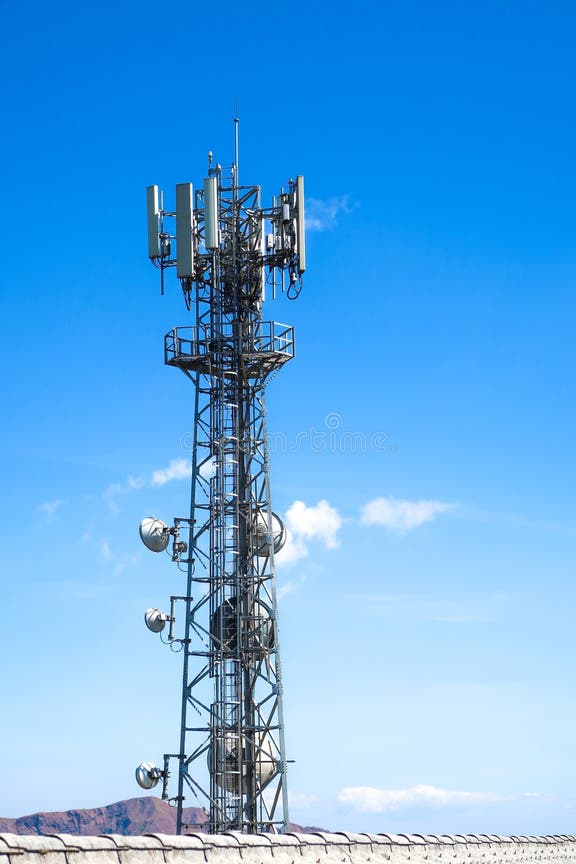 A Telecomm Tower Phone Networkon on Blue Sky and Cloud Stock Photo ...
