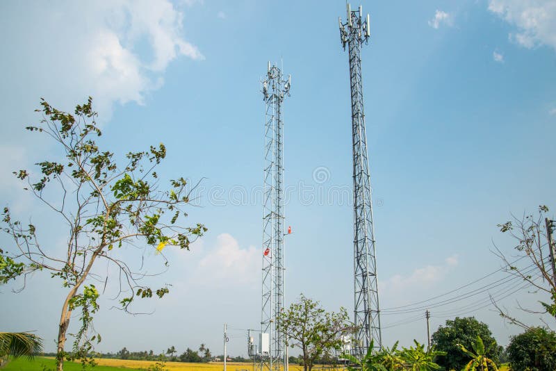 Telecommunicatio Tower for Mobile Phone System Stock Image - Image of ...