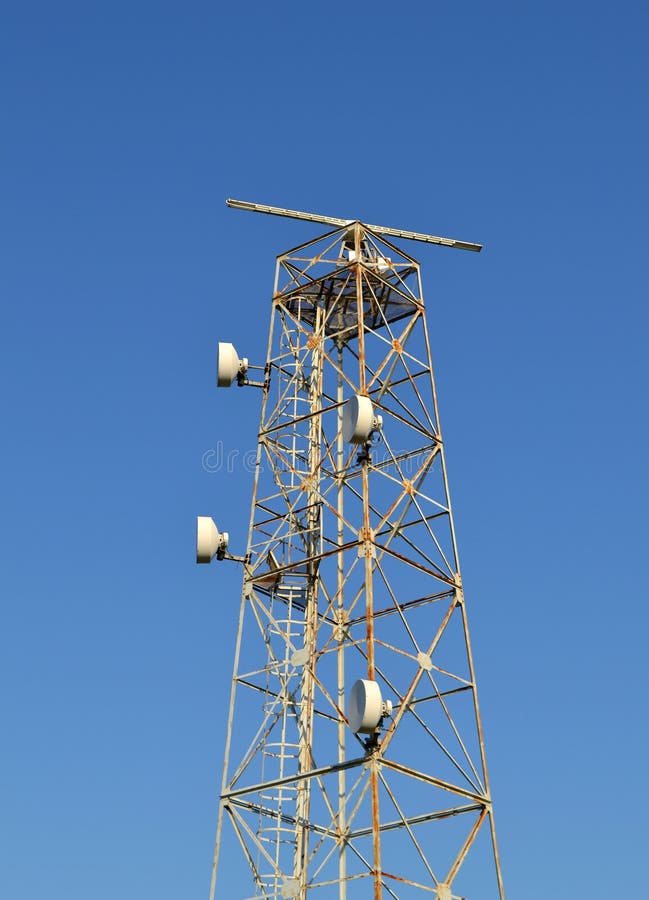 Telecommunication Antenna with Radar Stock Photo - Image of ...
