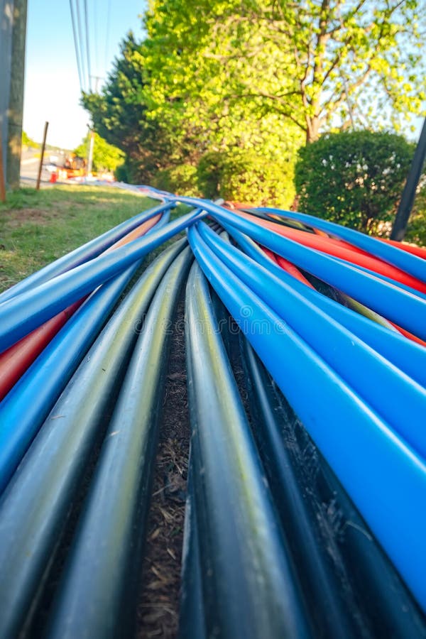 Telecommunication Cables are Ready To Be Installed Underground Stock ...