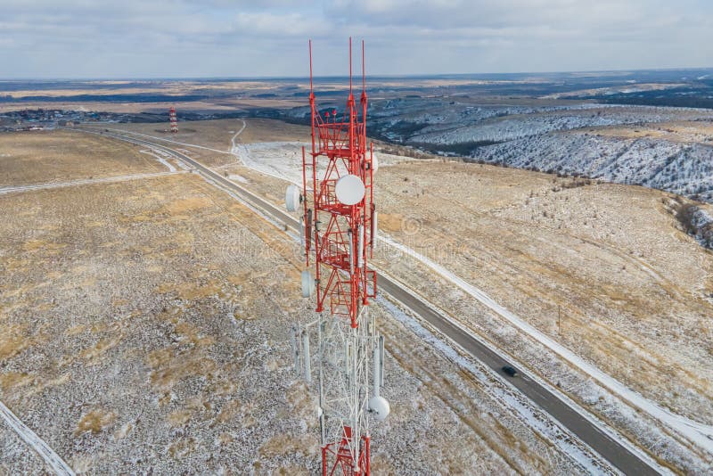 Telecommunication Cell Tower of 4G and 5G Stock Photo - Image of ...