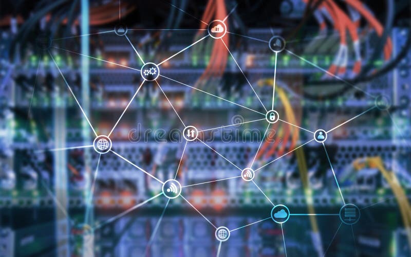 Telecommunication Concept with Abstract Network Structure and Server ...