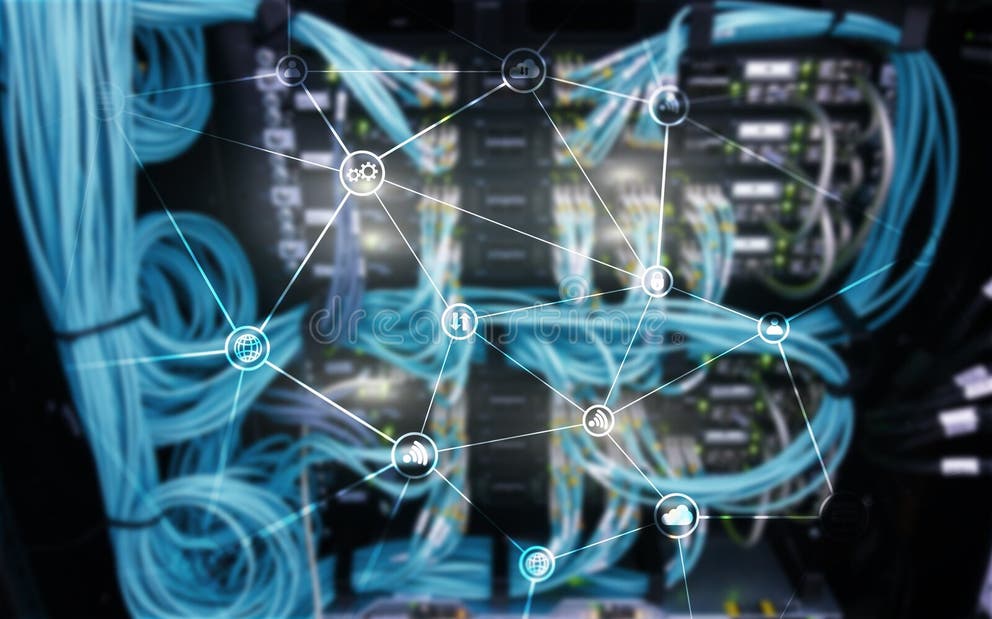 Telecommunication Concept with Abstract Network Structure and Server ...