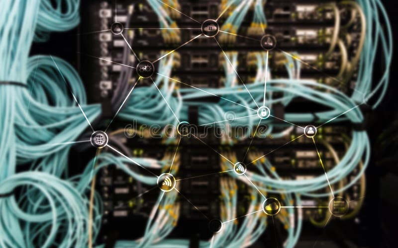 Telecommunication Concept with Abstract Network Structure and Server ...