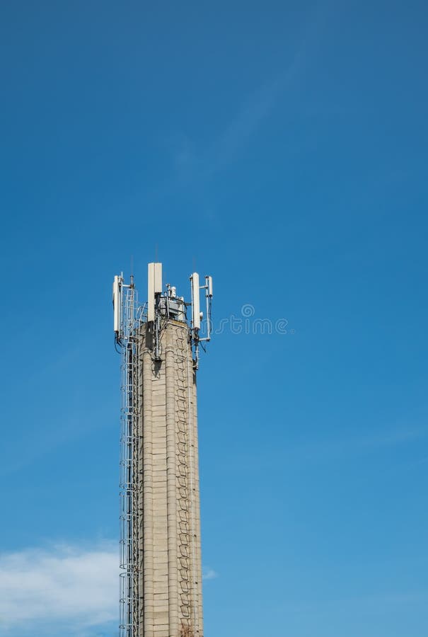 Telecommunication Concrete Tower with Antennas Stock Image - Image of ...