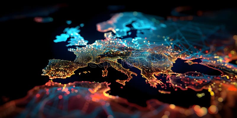 Telecommunication Data Transfer Networks: Abstract Map of Western ...