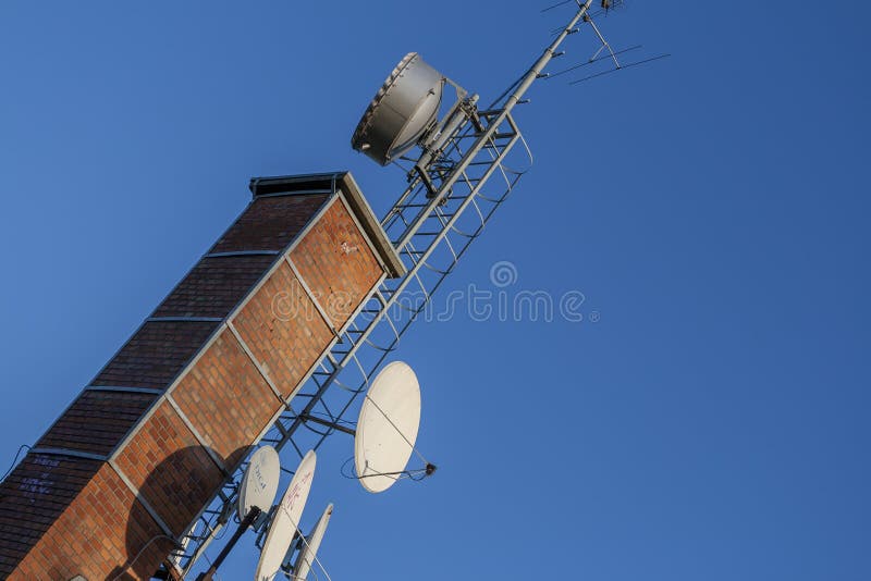 Telecommunication Devices on a Brick Chimney Stock Image - Image of ...