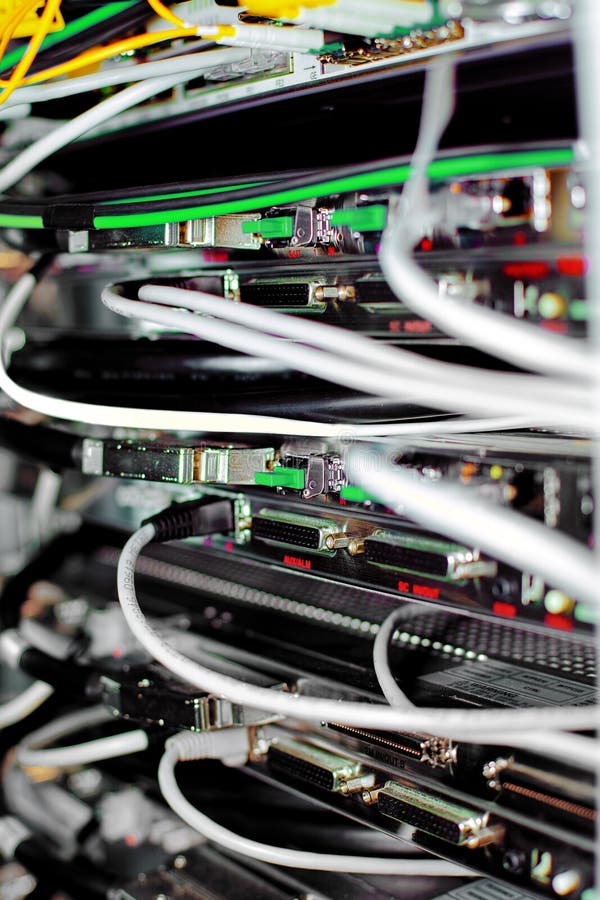 Telecommunication Equipment of Network Cables. Stock Image - Image of ...