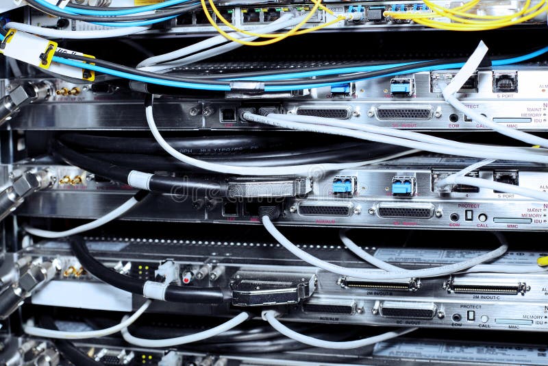 Telecommunication Equipment in a Datacenter. Stock Photo - Image of ...