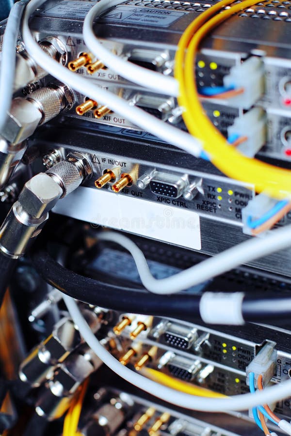 Telecommunication Equipment in a Datacenter. Stock Photo - Image of ...