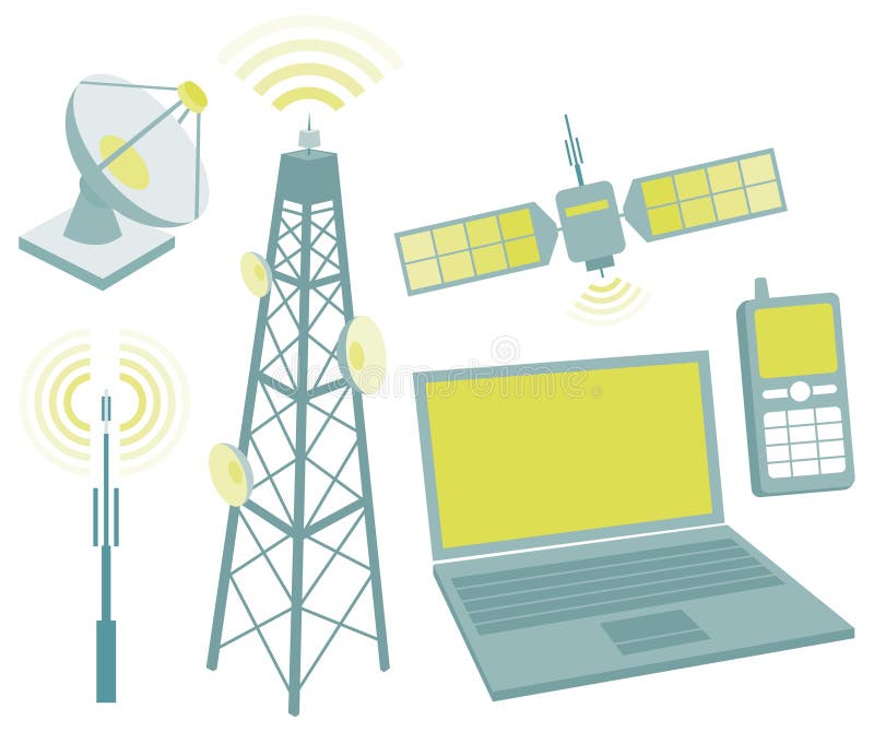 Telecommunication Equipment Icon Set Stock Vector - Illustration of ...