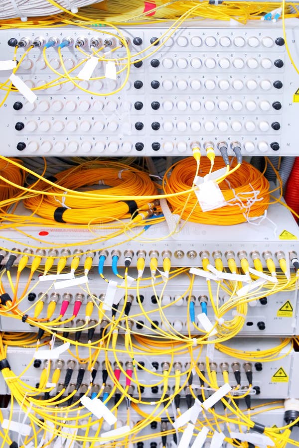 Telecommunication Equipment of Network Cables. Stock Image - Image of ...