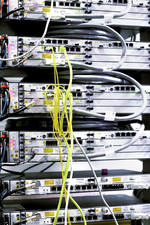 Telecommunication Equipment of Network Cables. Stock Image - Image of ...