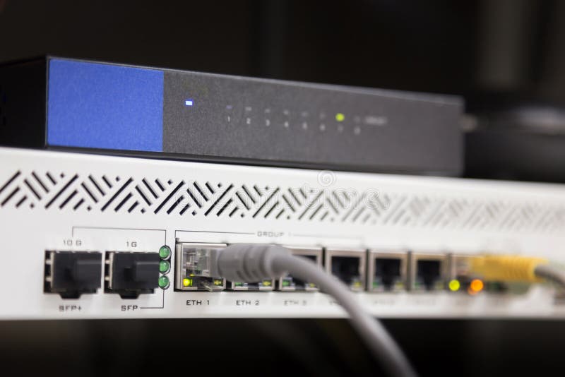 Telecommunication Ethernet Cables Connected To Internet Switch Stock ...