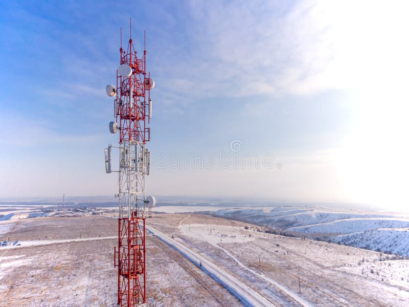 Telecommunication 5G Tower. Base Station or Base Transceiver Station ...