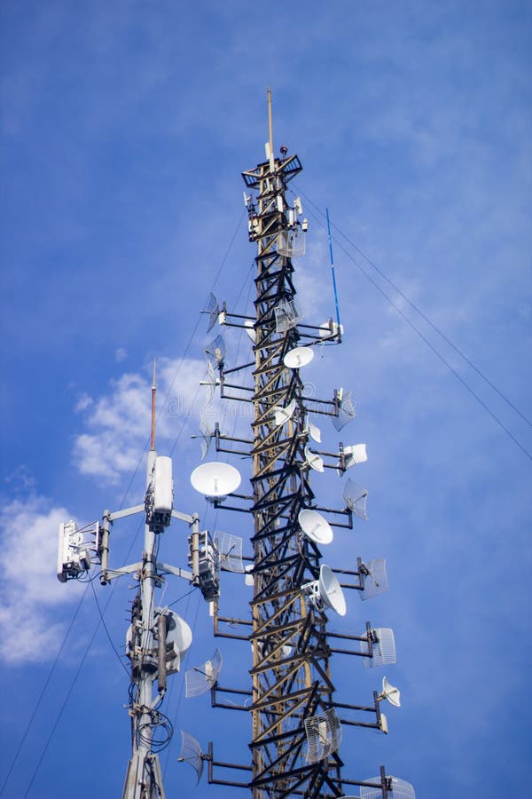 Cellular Network Signal Tower, Radio and Wifi Stock Photo - Image of ...