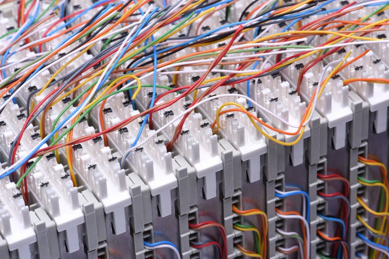 Telecommunication Main Distribution Frame with Colorful Cables Stock ...