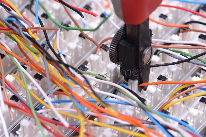 Telecommunication Main Distribution Frame with Cables and Punching Tool ...