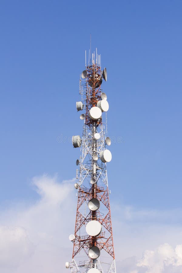 Telecommunication Mast with Microwave Link Stock Image - Image of ...