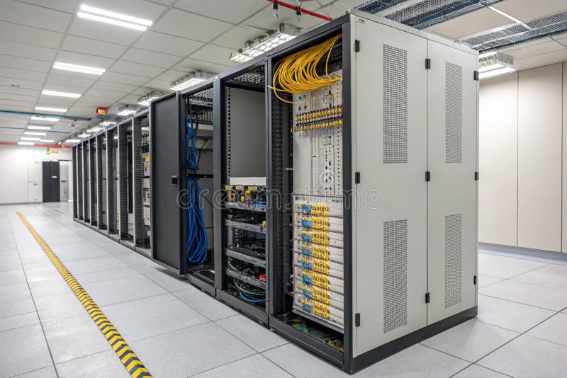 Telecommunication Optical Rack in the Data Center - Generated by Ai ...