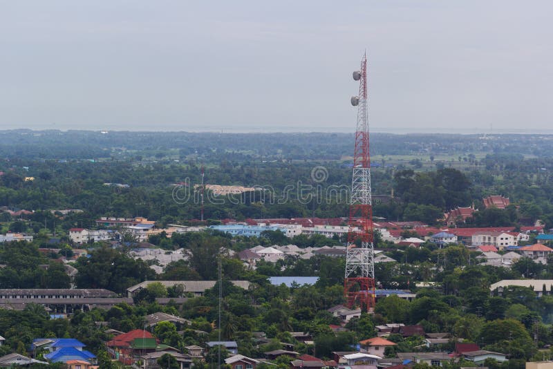 Telecommunication Post from Distance Stock Photo - Image of electronics ...