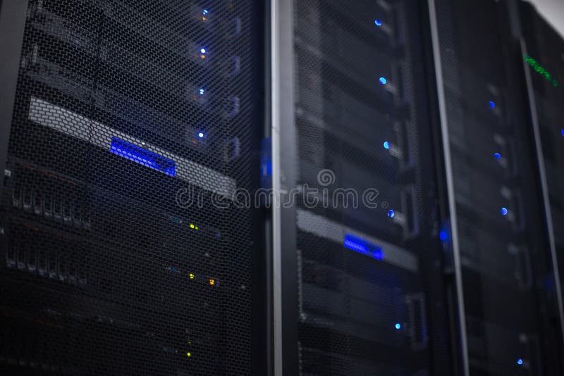 Telecommunication Provider Rack in the Data Center. Stock Image - Image ...