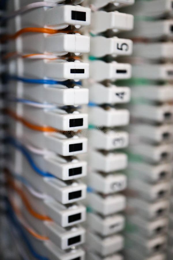 Telecommunication Tag Block Racks in Main Distribution Frame Room Stock ...