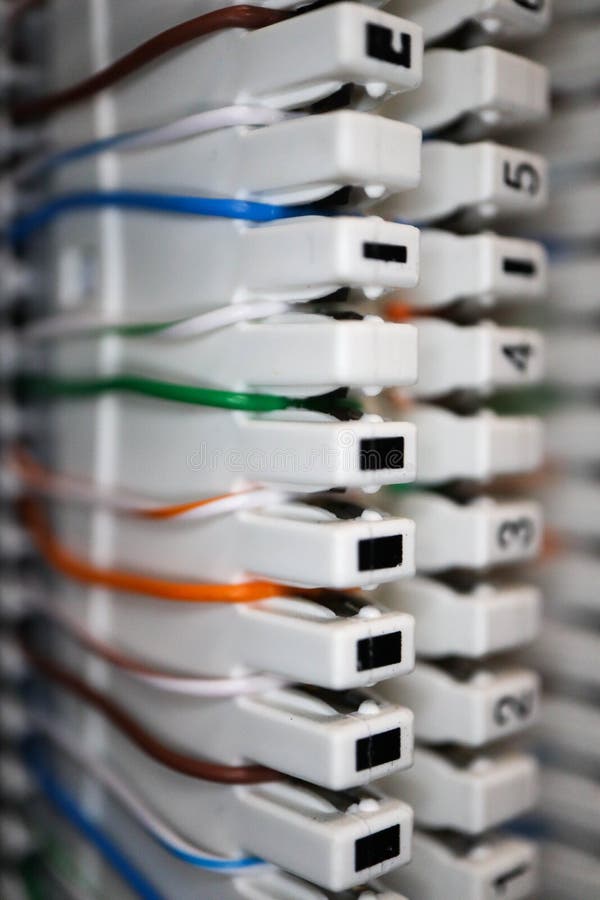 Telecommunication Tag Block Racks in Main Distribution Frame Room Stock ...