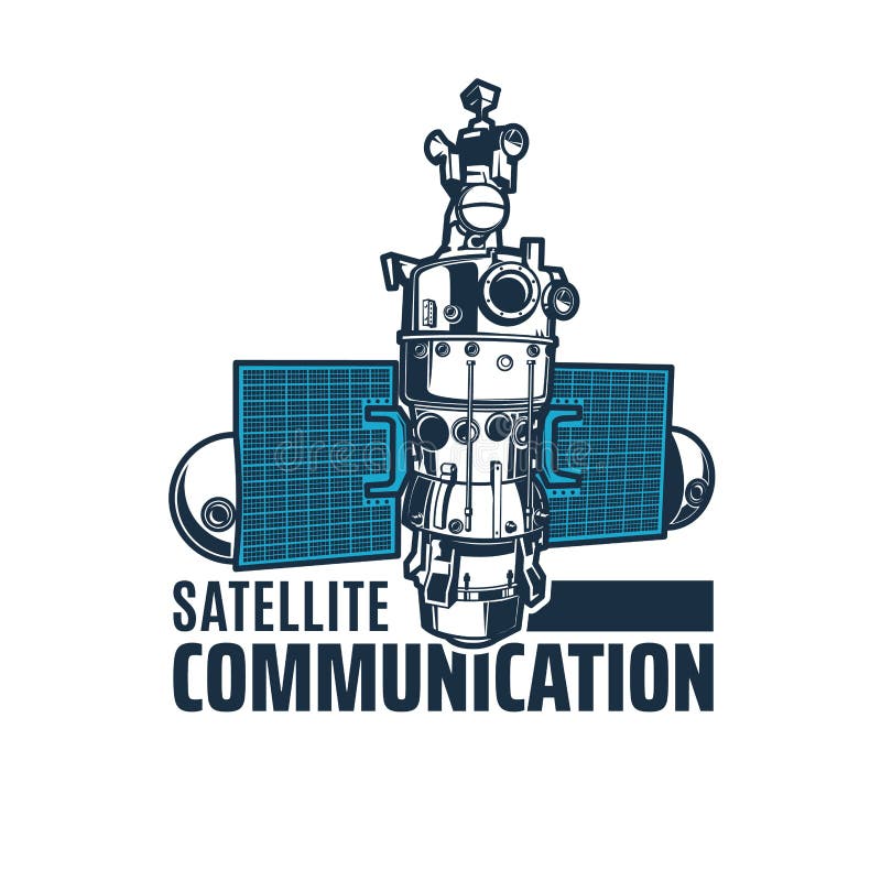 Telecommunication Satellite, Space Technology Icon Stock Illustration ...