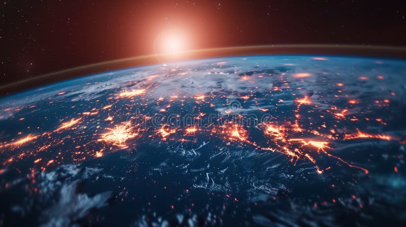 Telecommunication Technology with Connections Around Earth Viewed from ...