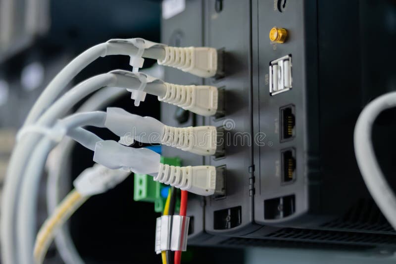 Telecommunication Technology Equipment - Fiber Optic Cables and Switch ...