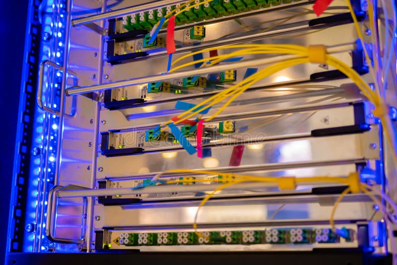 Telecommunication Technology Equipment - Fiber Optic Cables and Switch ...