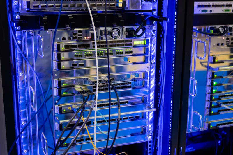 Telecommunication Technology Equipment - Fiber Optic Cables and Switch ...