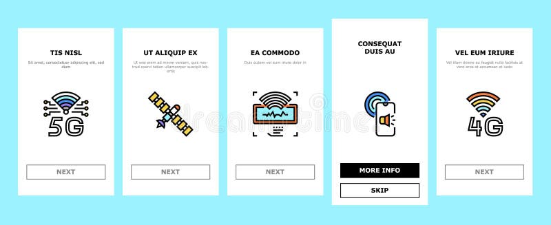 Telecommunication Technology Onboarding Icons Set Vector Stock Vector ...