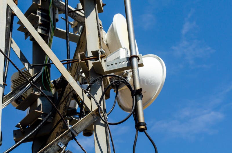 Telecommunication Tower with Antennas of Cellular Communication Stock ...