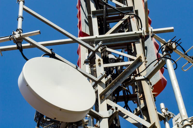 Telecommunication Tower with Antennas of Cellular Communication Stock ...