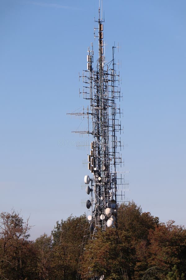Telecommunication Tower with Antennas. Stock Photo - Image of dish ...