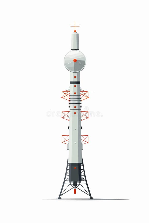 Telecommunication Tower with Antennas Vector Isolated Illustration ...
