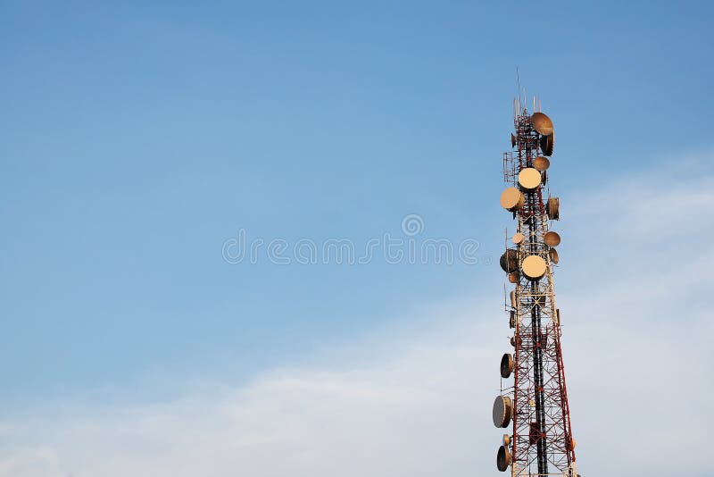 Telecommunication Tower Isolated On White Stock Image - Image of radio ...