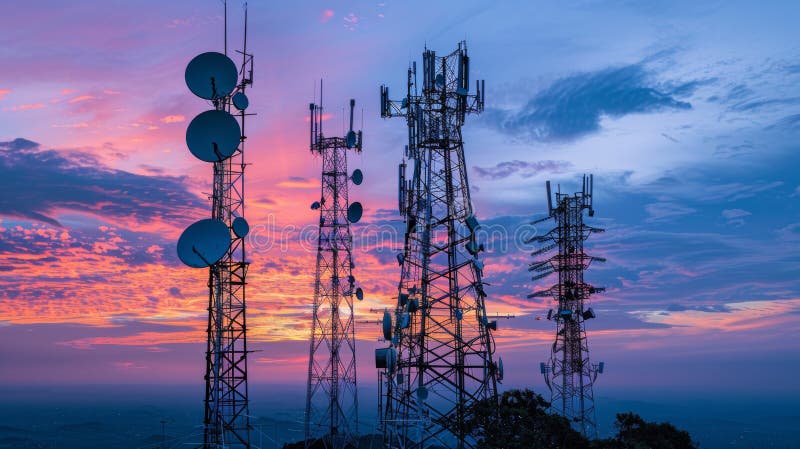 Telecommunication Tower with Cellular Network Antenna, Antenna Tower ...
