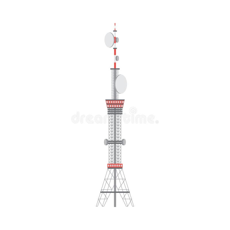 Telecommunication Tower Construction, Flat Vector Illustration Isolated ...
