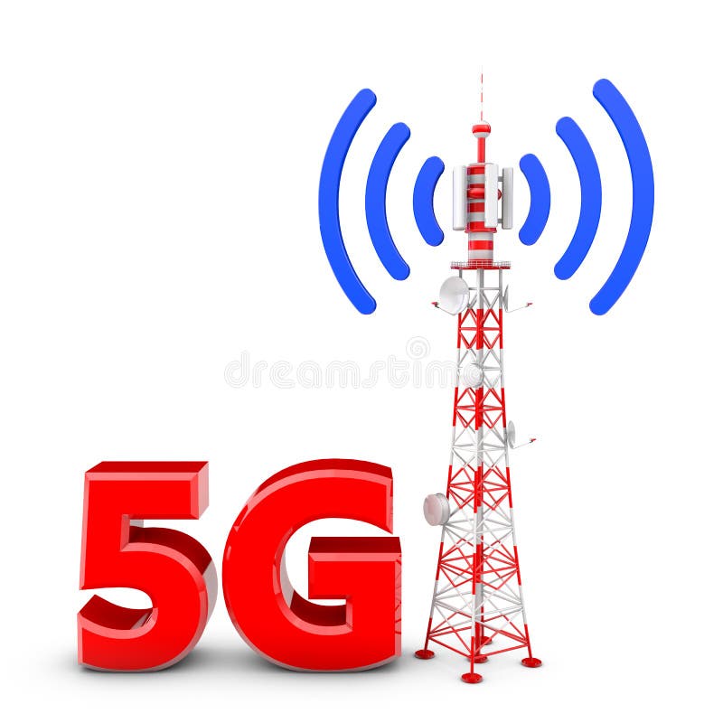 5th Generation Mobile Network, 5G Wireless System Stock Illustration ...